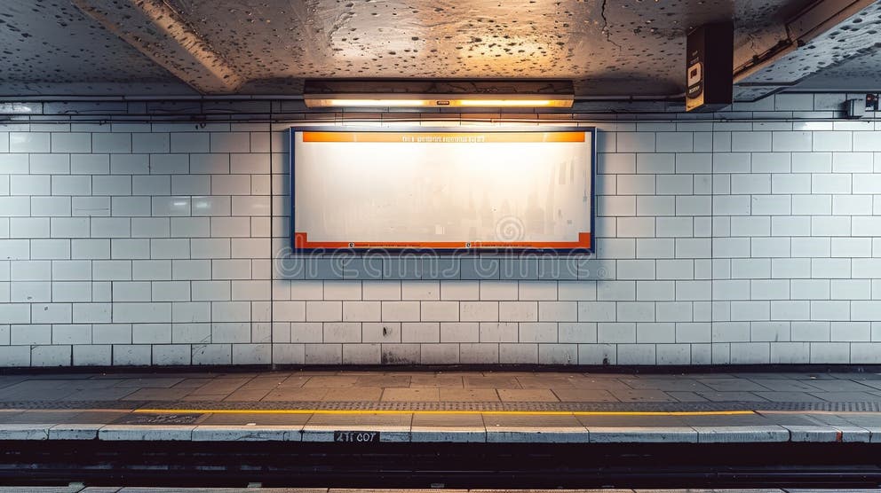Plain Wall in Subway Underground for Mockup, Wall Mockup in Underground ...