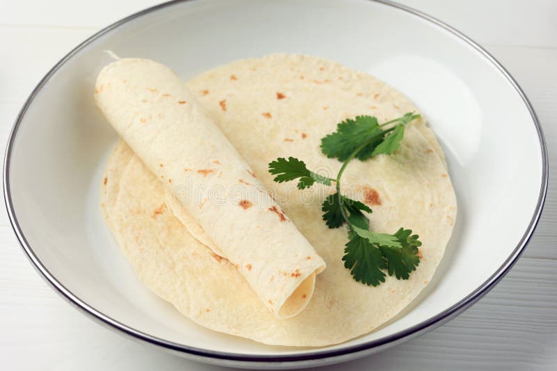 Plain Wheat Tortilla Wrap on White Background Stock Photo - Image of ...