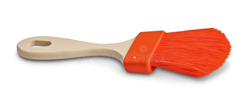 On a Plain White Backdrop, a Single Paintbrush with Striking Yellow ...