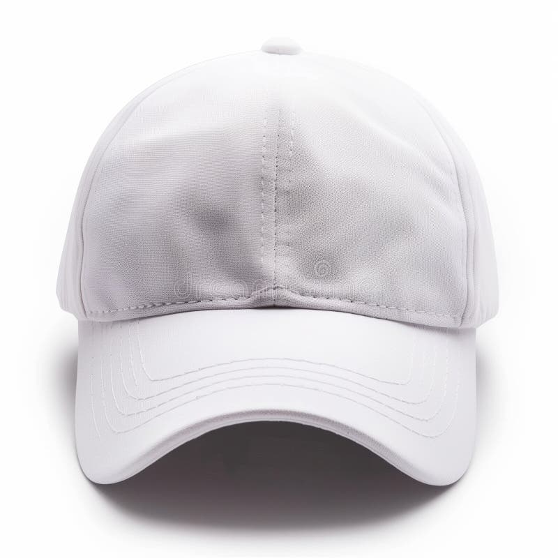 Plain White Baseball Cap Isolated on White Stock Image - Image of ...
