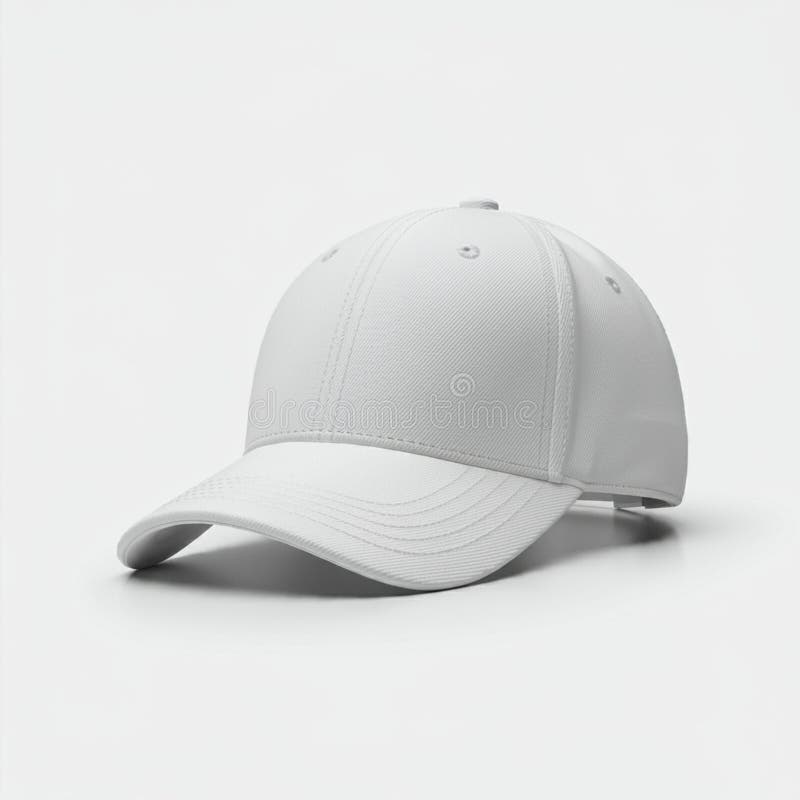 A Plain White Baseball Cap Made of Fabric with a Smooth Texture. it ...