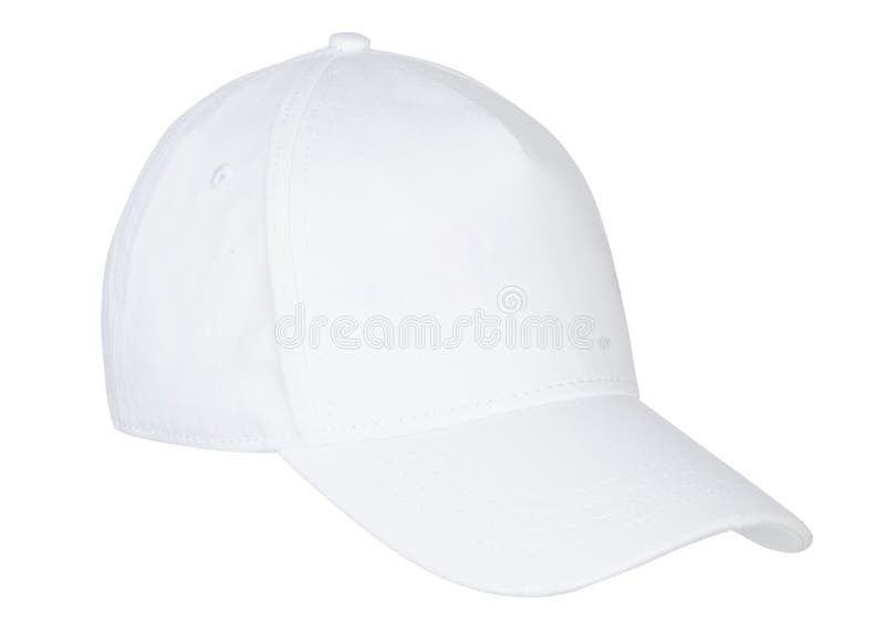 Plain White Baseball Cap Side Angle Isolated Stock Image - Image of ...