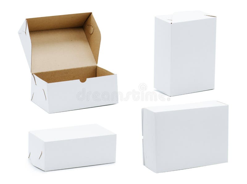 Plain White Boxes Shot from Different Angles in Composition. Stock ...