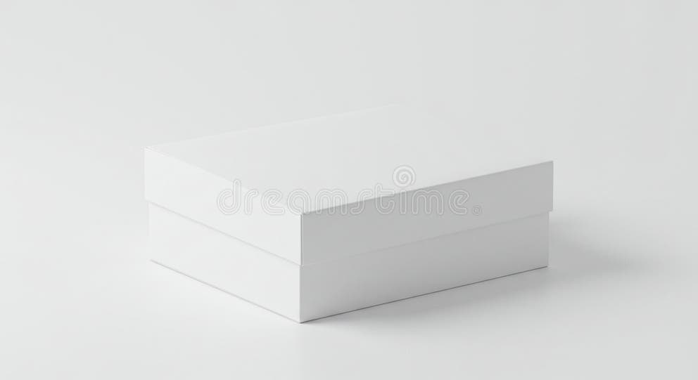 A Plain, White Cardboard Box with a Lid is Positioned on a Smooth ...