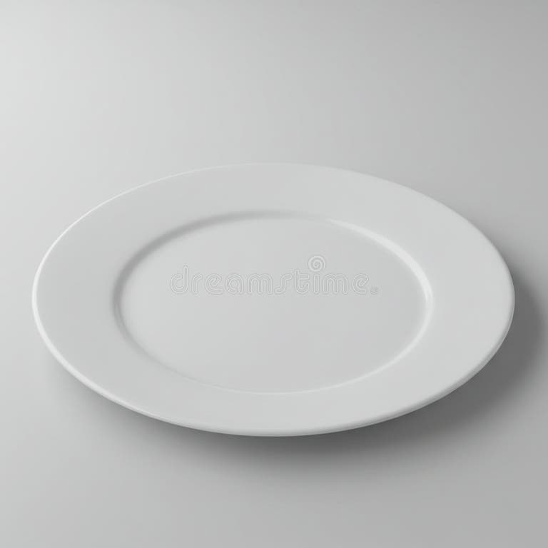 A Plain White Ceramic Plate with a Smooth Texture and a Slightly Curved ...