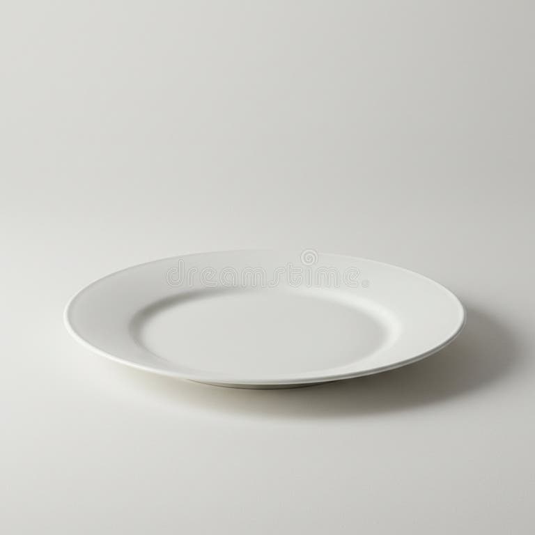 A Plain White Ceramic Plate on a White Surface. the Plate is Circular ...