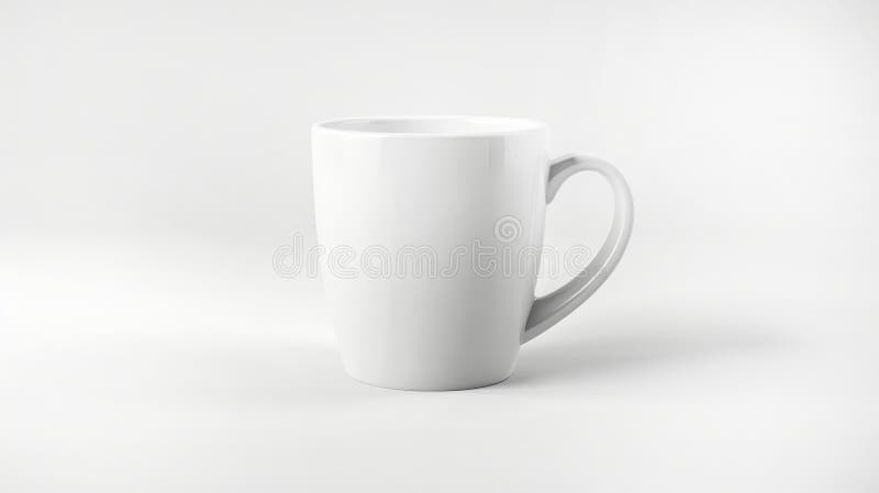 A Plain White Coffee Cup is Positioned on a Smooth White Surface ...