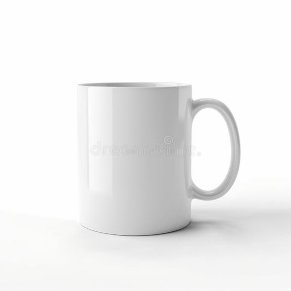 Plain White Coffee Mug with Handle, Isolated on a White Background ...