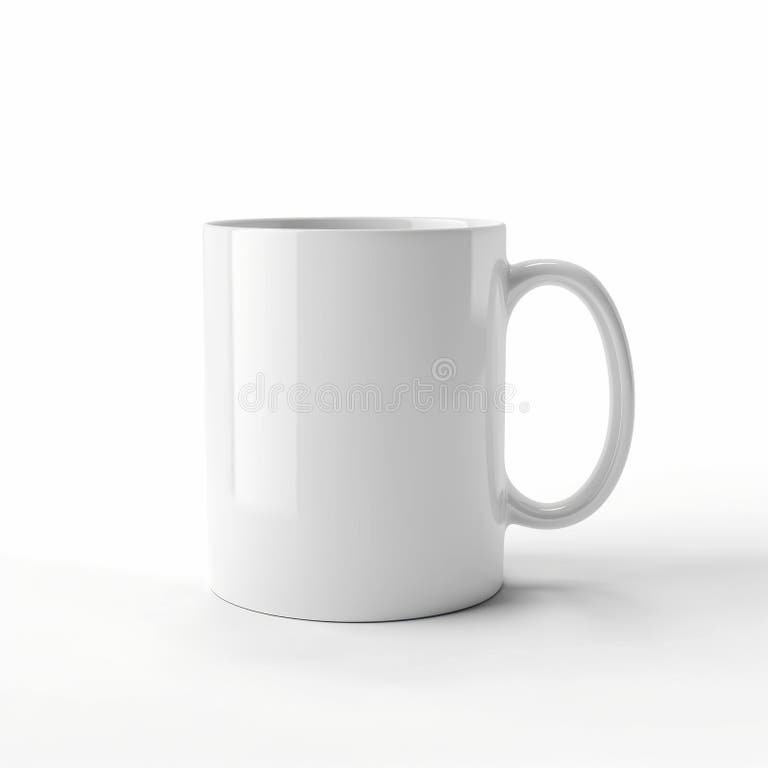 Plain White Coffee Mug with Handle, Isolated on a White Background ...