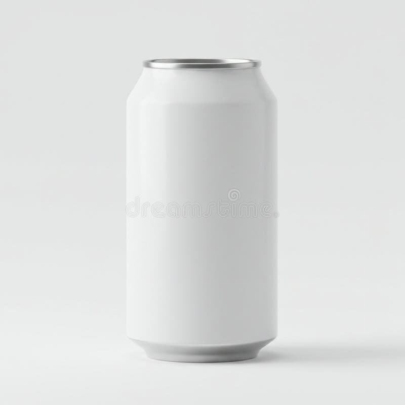 A Plain, White Cylindrical Aluminum Can is Centered in the Image. Its ...