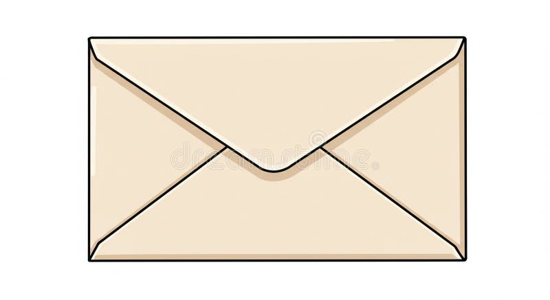 Plain White Envelope with a Classic Triangular Flap and Black Outline ...
