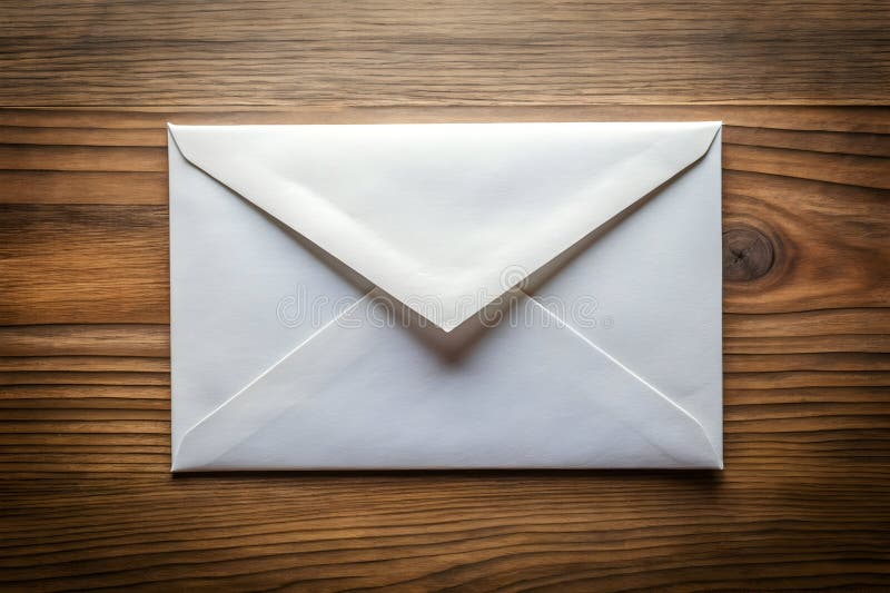 Plain White Envelope on Desk with Copy Space Stock Illustration ...