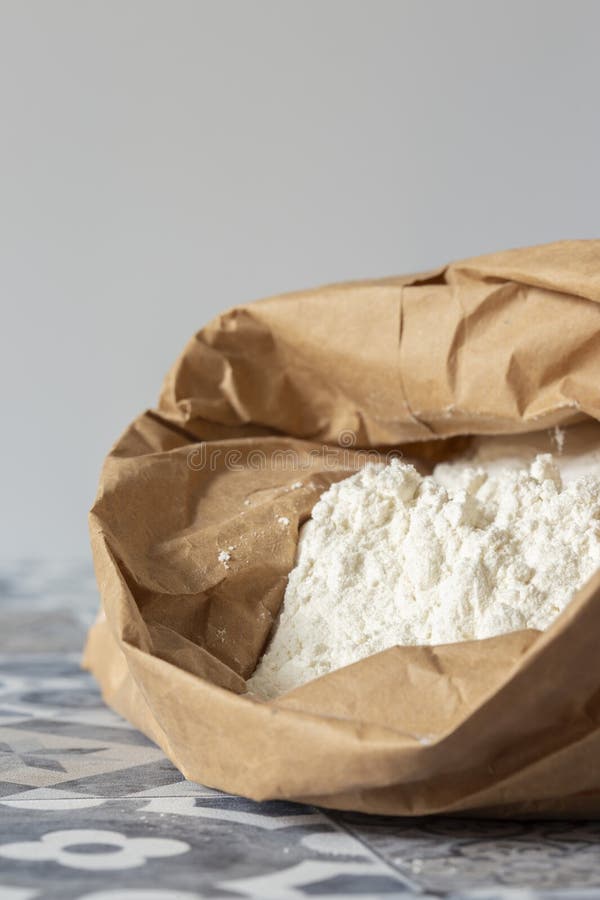 Plain White Flour in a Brown Paper Bag on Hessian Sack Cloth. Eco ...