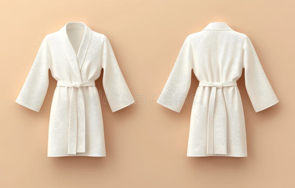 A Plain White Hotel Bathrobe Mockup, Shown from the Front and Rear ...
