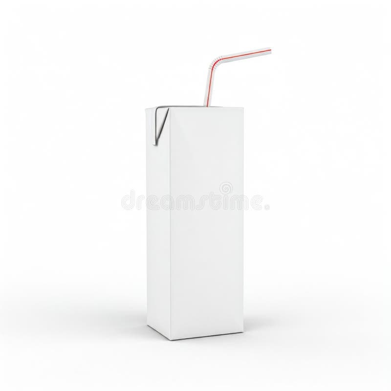 A Plain White Juice Box Mockup Isolated on White Background Stock ...