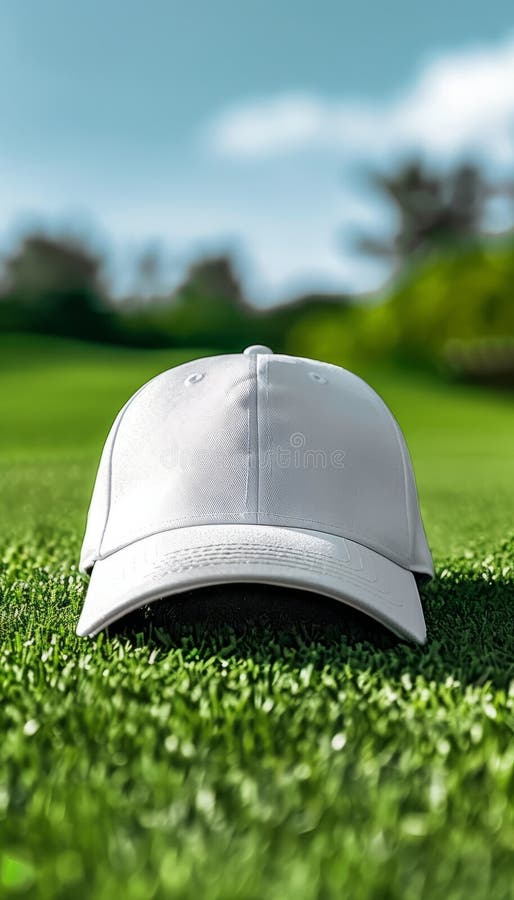 Plain White Mock Up Golf Hat on Golf Range Stock Illustration ...