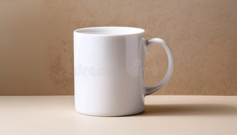 Plain White Mug Mockup on a Neutral Beige Background Showcasing Its ...