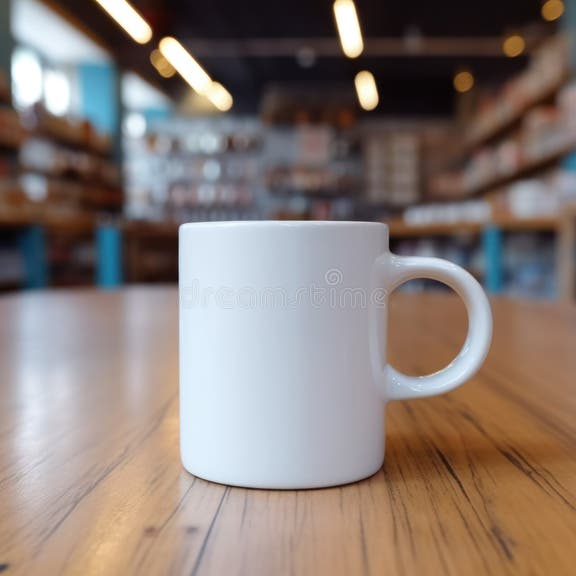 Plain White Mug Mockup with a Table. Stock Illustration - Illustration ...