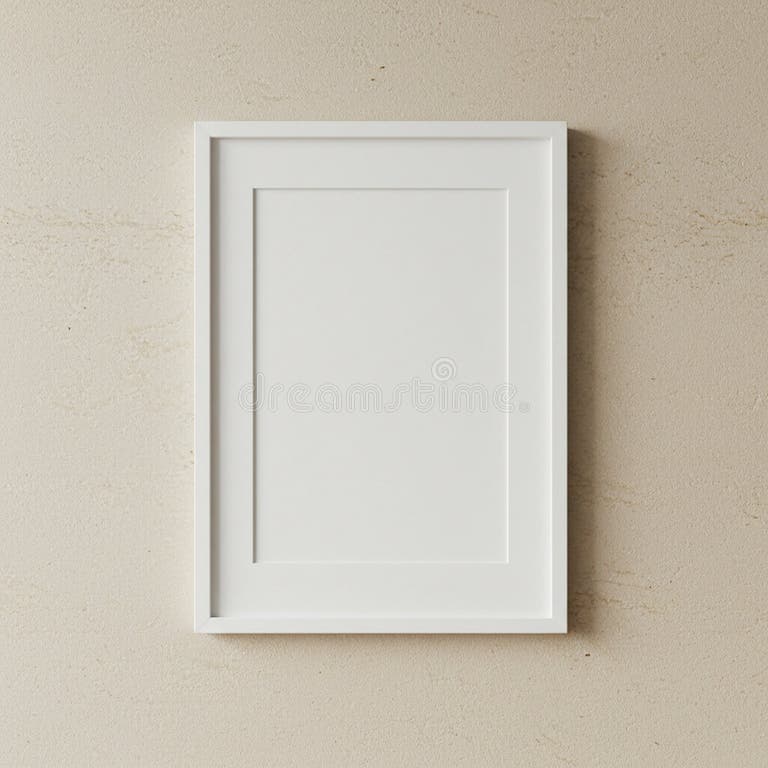 A Plain White Picture Frame Hangs on a Textured Beige Wall. the Frame ...