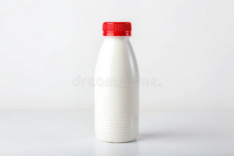 White Plastic Bottle Red Cap Isolated on White Stock Image - Image of ...