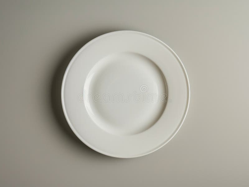 Plain White Ceramic Plate Centered Neutral Background Round Stock ...