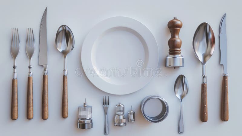 A Plain White Plate Sits Atop a Simple White Table, Ready for Use Stock ...