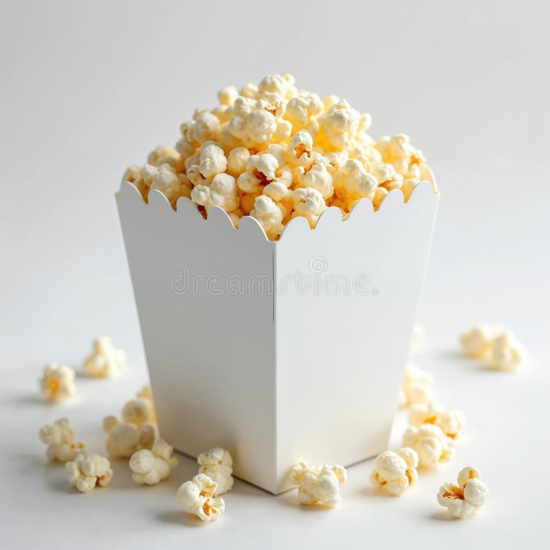 Plain White Popcorn Box Mockup on Isolated Background. Template for ...