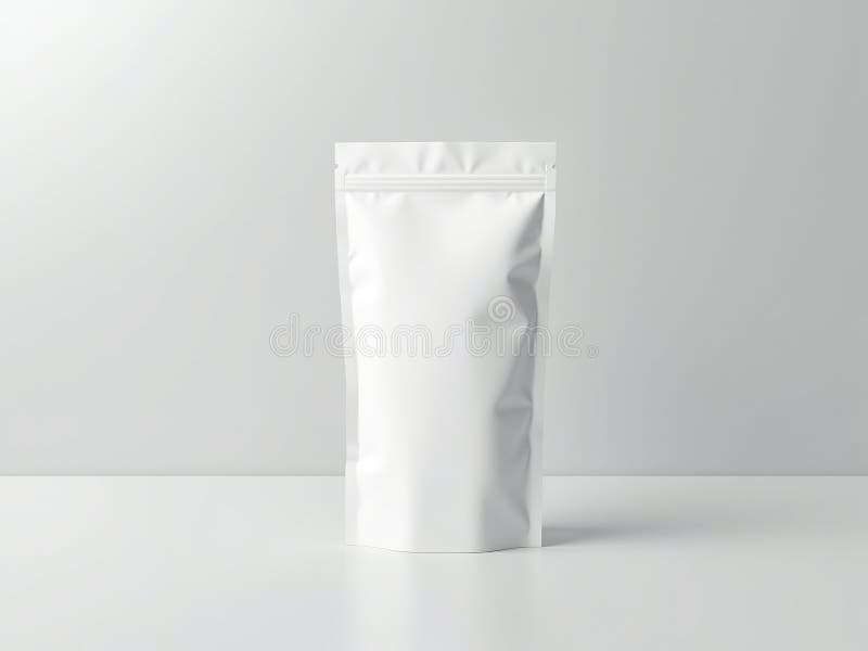 Plain White Pouch Package with a Resealable Top for Product Storage PVC ...