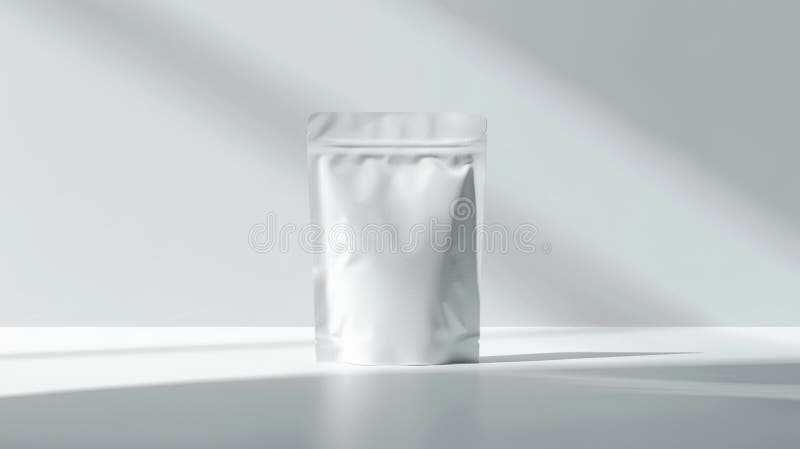 A Plain White Pouch Sits Upright on a Smooth Surface, Illuminated by ...