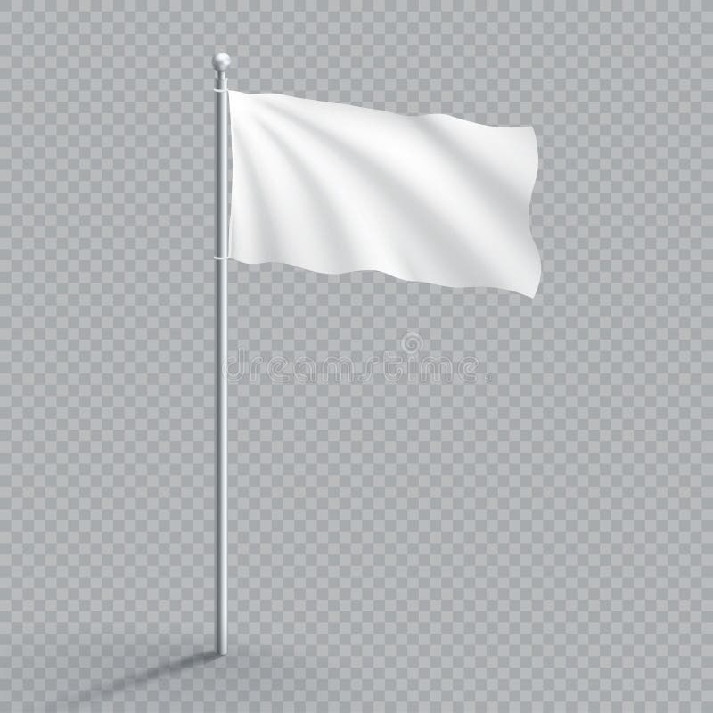 Plain White Realistic Waving 3d Flag Template on Flagpole Stock Vector ...