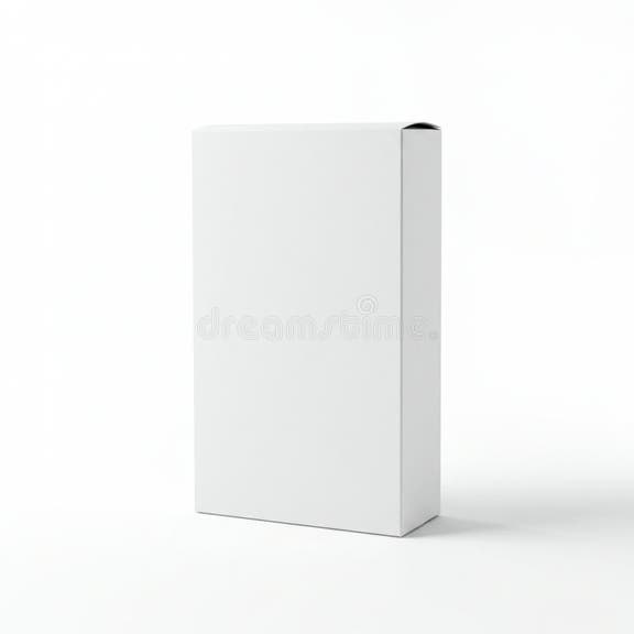 Plain White Rectangular Box Standing Upright Against a White Background ...