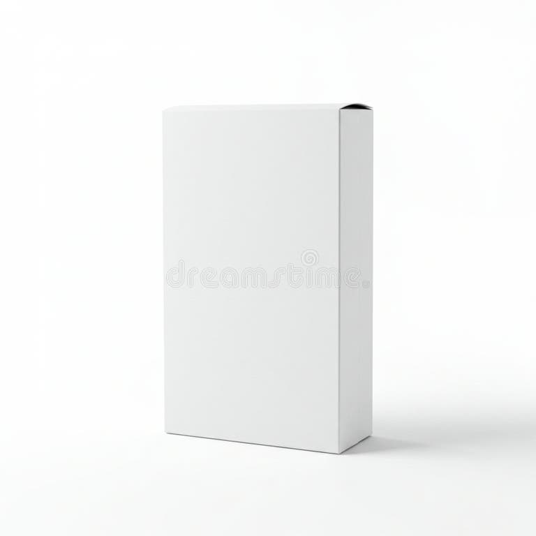 Plain White Rectangular Box Standing Upright Against a White Background ...