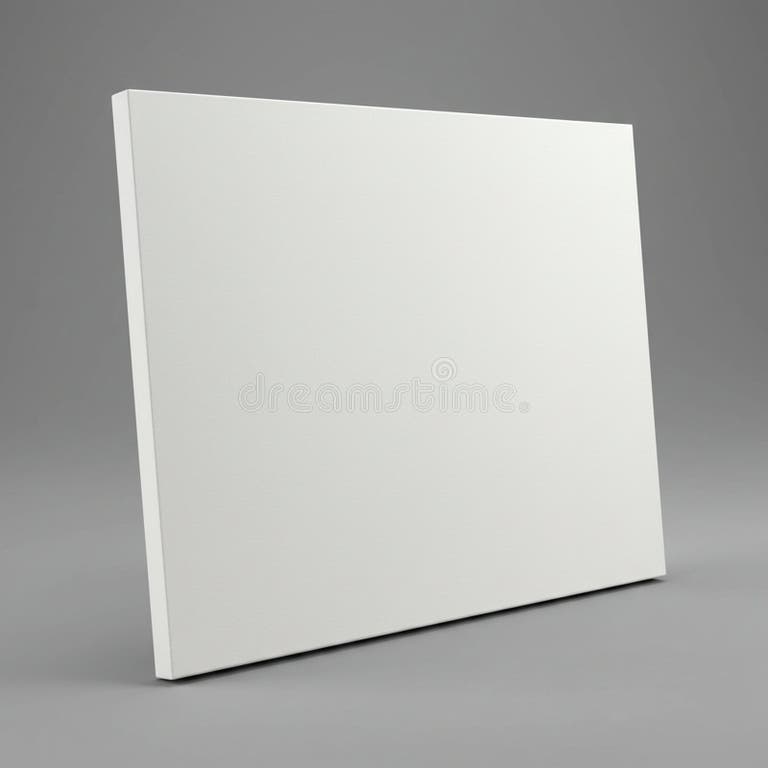 A Plain, White Rectangular Canvas is Positioned Against a Neutral Gray ...