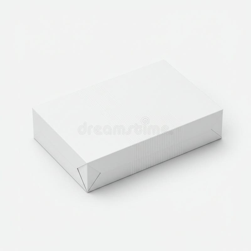 A Plain White Rectangular Cardboard Box is Depicted, Lying Closed on a ...