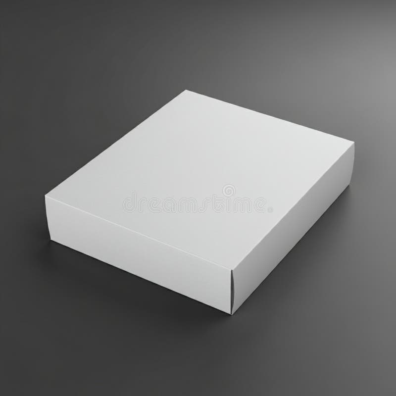 A Plain, White, Rectangular Cardboard Box Sits on a Dark Gray Surface ...
