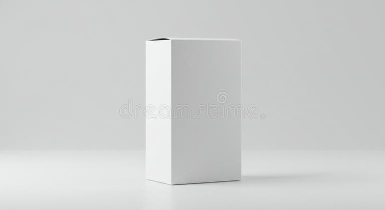 A Plain White Rectangular Cardboard Box Stands Upright on a Smooth ...