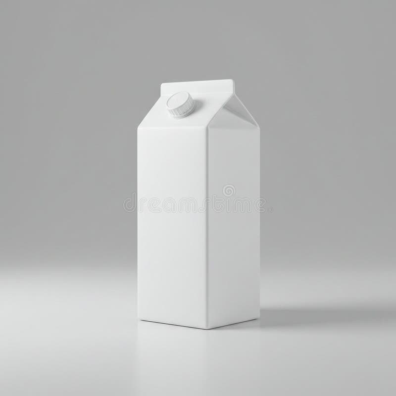 A Plain, White, Rectangular Milk Carton with a Cap is Set Against a ...