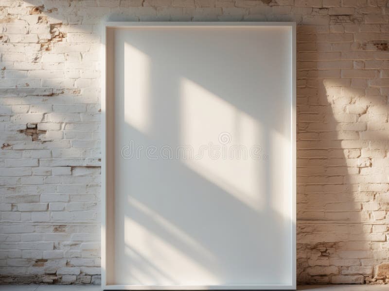 A Plain White Rectangular Wall Art Frame, Leaning Against an Exposed ...