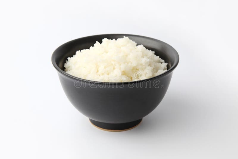 Plain White Rice in Bowl Isolated on White Background Stock Photo ...