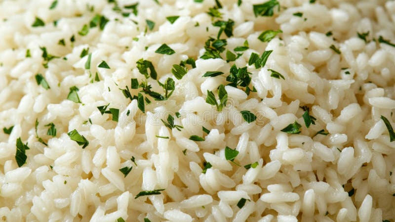 Plain White Rice with Fresh Parsley Garnish Stock Illustration ...