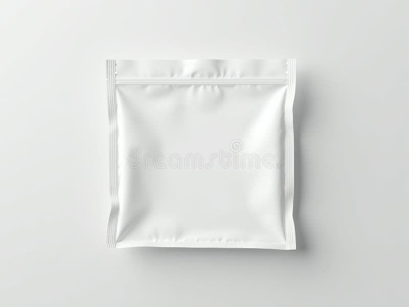 Blank White Plastic Pouch for Packaging on a Bright White Surface. PVC ...