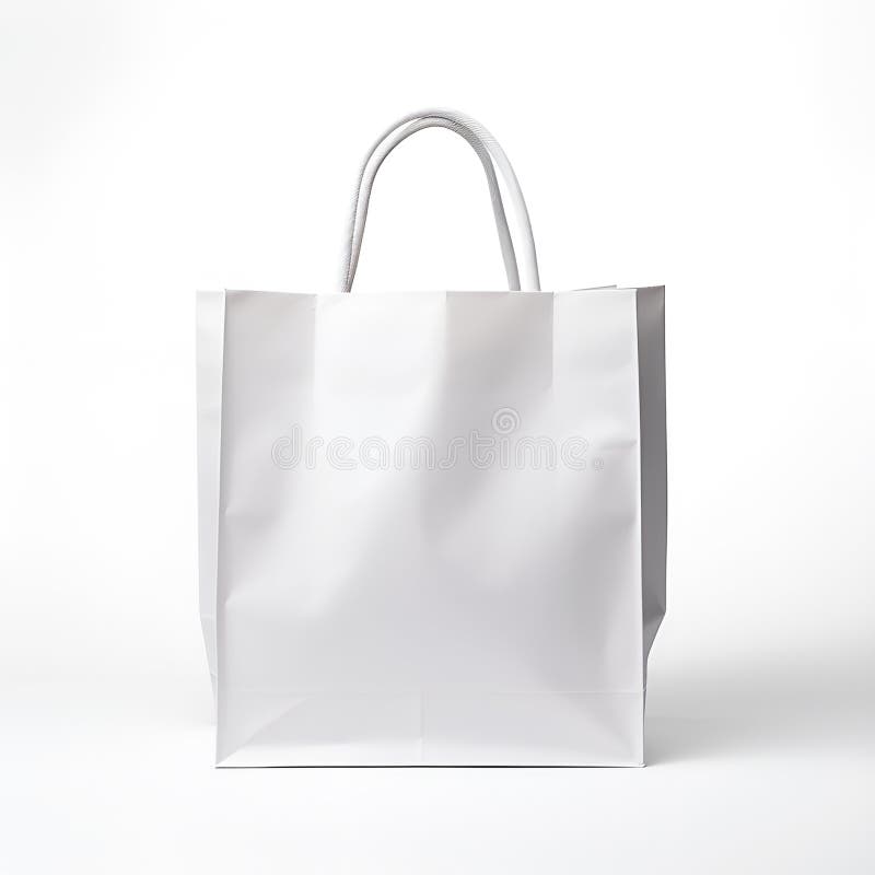 Plain White Shopping Bag on White Background, Ai Generative Stock ...