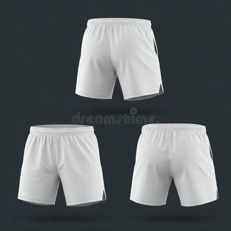 Plain White Shorts Front and Back View on Dark Background Stock Photo ...
