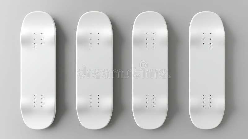A Plain White Skateboard with a Blank Deck is Shown from Various Angles ...