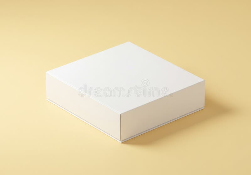 Blank White Square Box Mockup on Yellow Background Stock Photo - Image ...