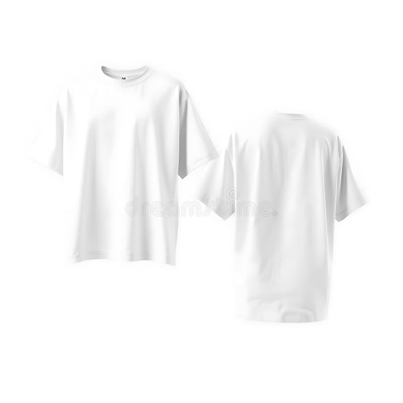 Plain White T-shirt Displayed from Front and Back on a Clean Background ...