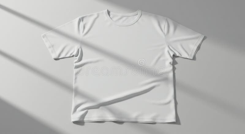 Plain White T-shirt on Shadowed Surface with Subtle Creases Stock Photo ...