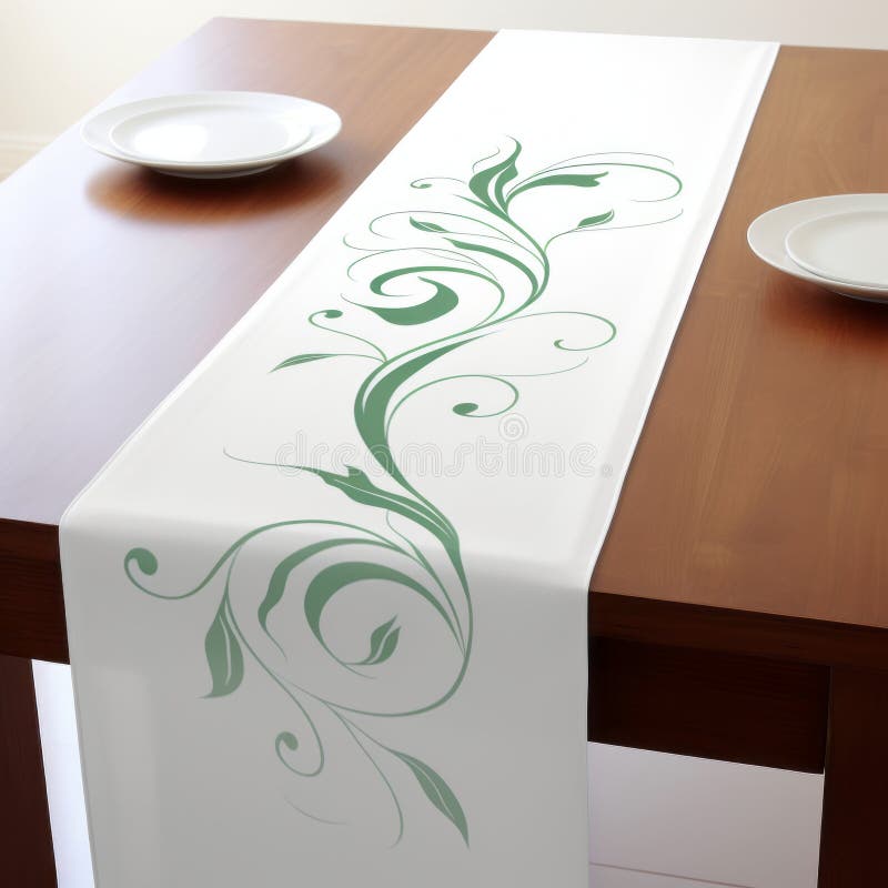 Minimalist Green Floral Table Runner with Graphic Design Inspiration ...