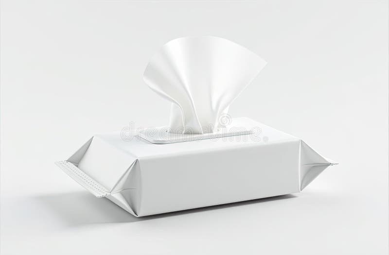 A Close-up of a White Tissue Box with Several Tissues Peeking Out on a ...