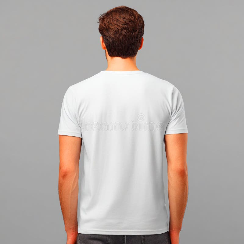 Plain White TShirt Mockup Back View Male Model Apparel Design Template ...